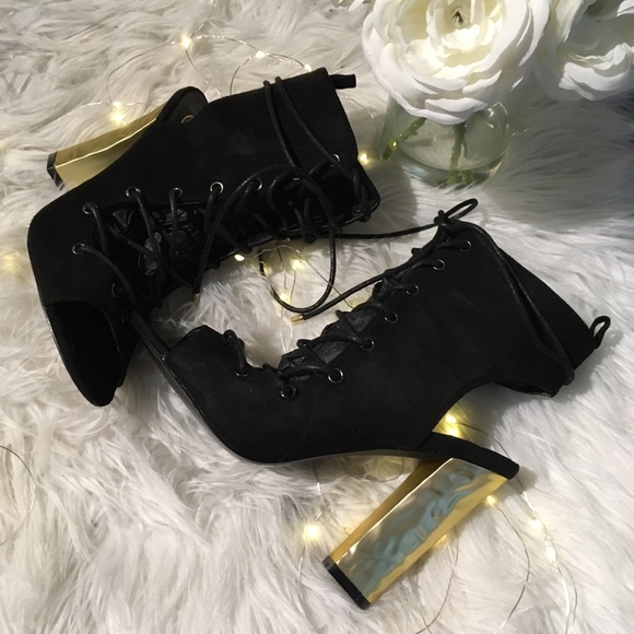 Missguided | Shoes | Missguided Black Crushed Heel Peep Toe Ankle Boots ...